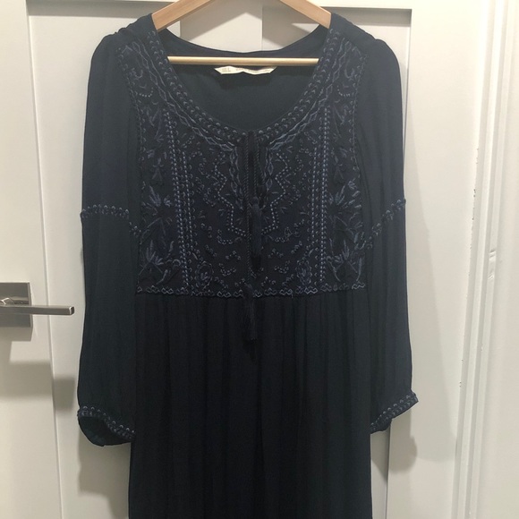 Zara | Dresses | Zara Boho Chic Embroidered Maxi Dress | Poshmark